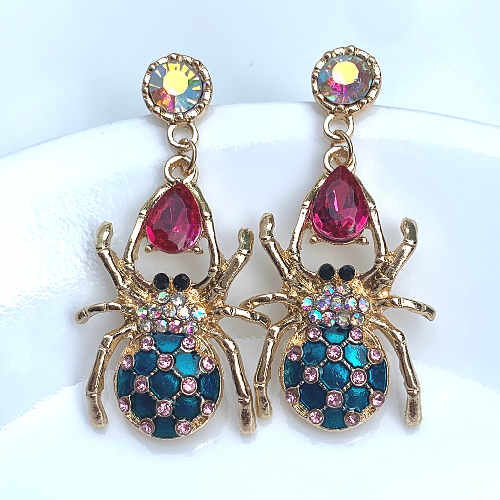 Colorful Rhinestone Spider Earrings – Ella Moore